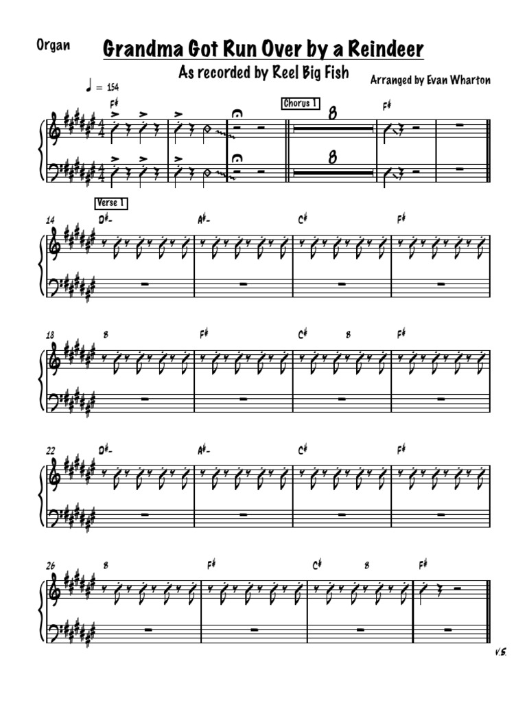 Grandma Got Run Over by A Reindeer - Organ | PDF