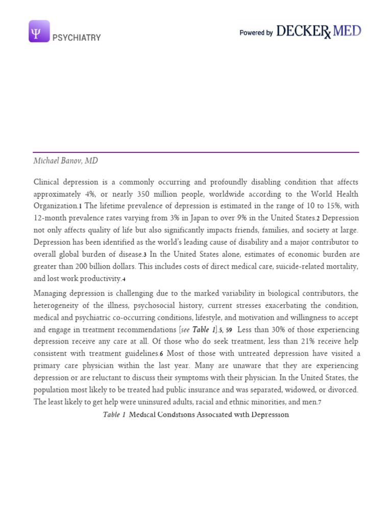 Management of Depression, Part 1 - Identification and Diagnosis | PDF ...