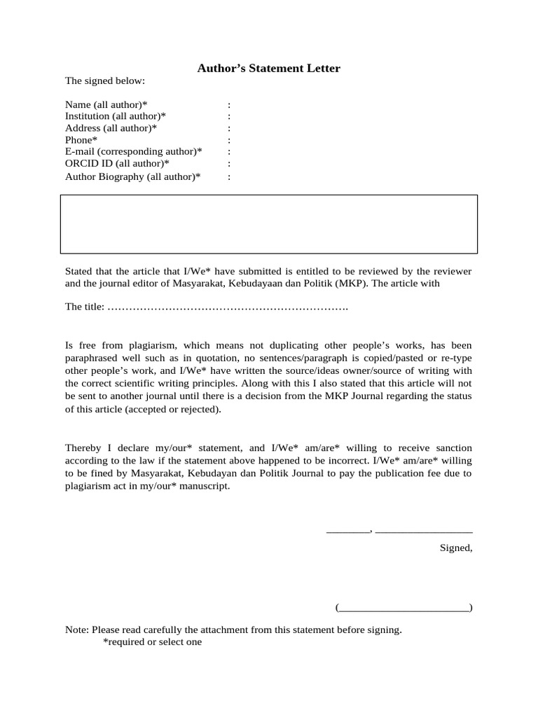 Author's Statement on Plagiarism Compliance | PDF | Plagiarism