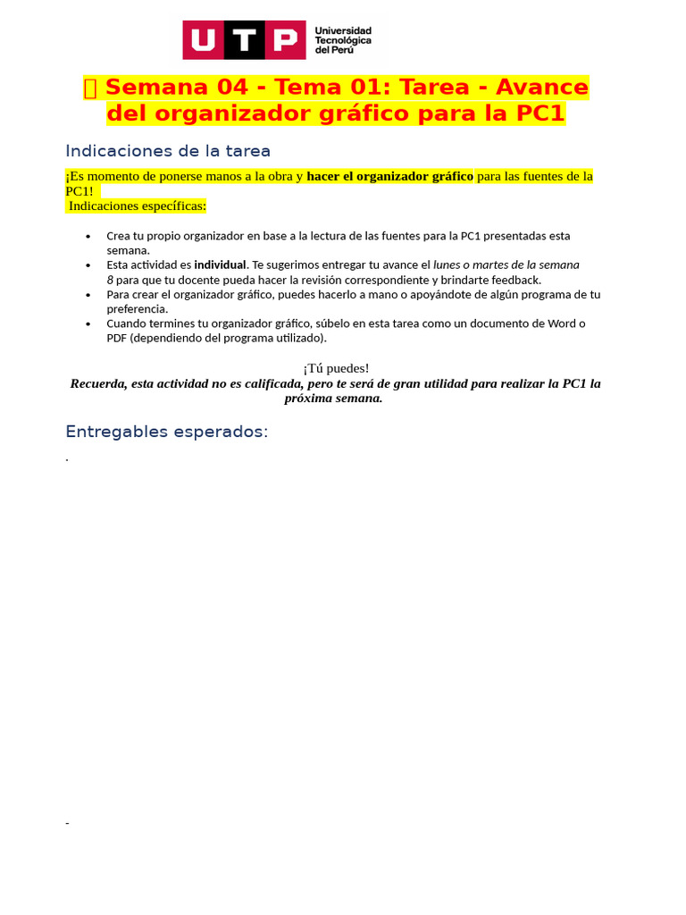 ? Semana 04 - Tema 01 Tarea - Avance Del Organizador Gráfico para La PC1 | PDF | Refresco ...