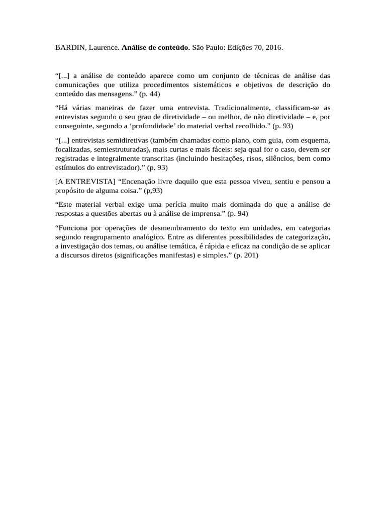 BARDIN L - Análise de Conteúdo 2016 | PDF