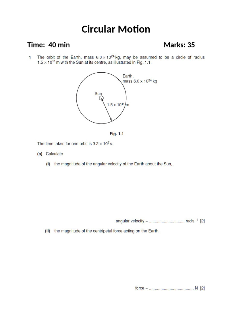 Test Circular Motion | PDF