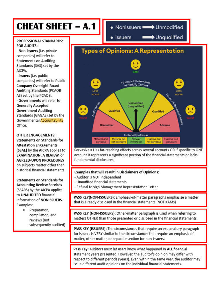 AUD Cheet Sheet PDF | PDF | Auditor's Report | Audit
