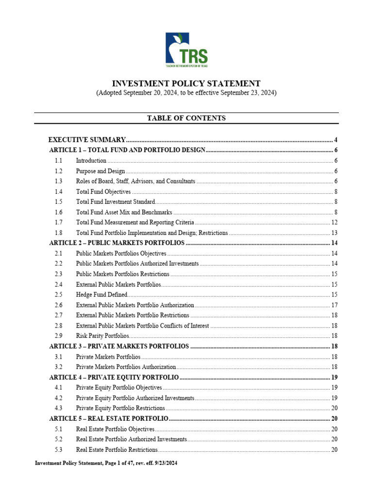 Investment Policy Statement Overview | PDF | Leverage (Finance) | Hedge ...
