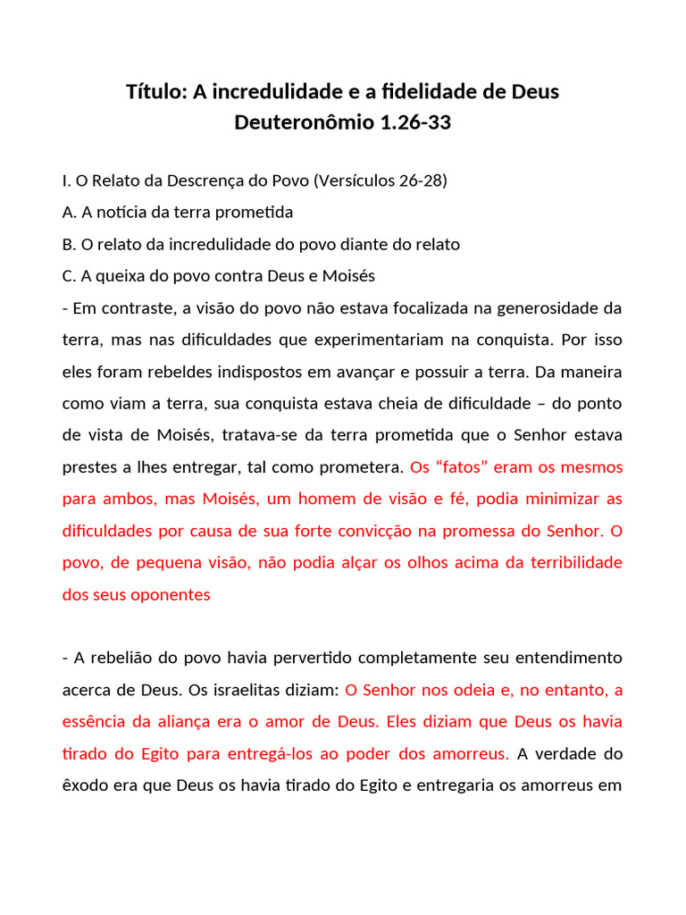 A Incredulidade e A Fidelidade de Deus | PDF | Deus | Moisés