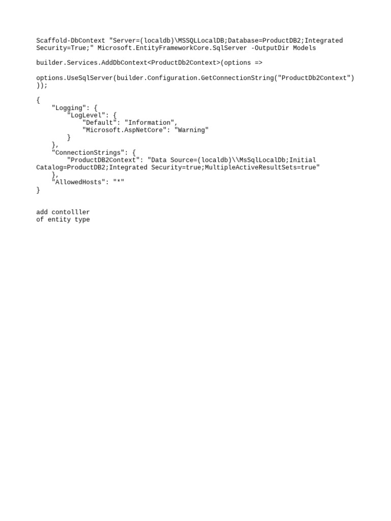 Scaffold DbContext Server (Localdb) | PDF