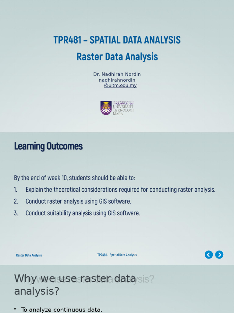 Week 5 - Raster Data Analysis Lecture | PDF