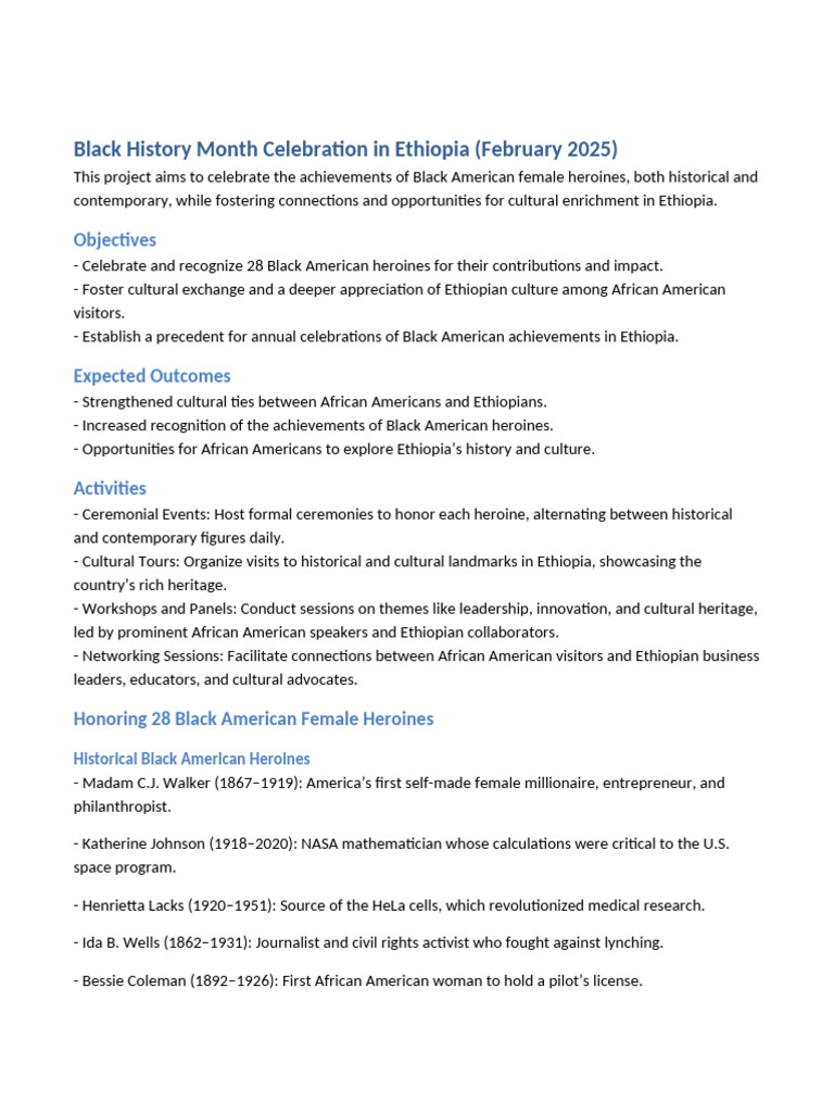 Celebrating Black American Heroines in Ethiopia | PDF | Ethiopia