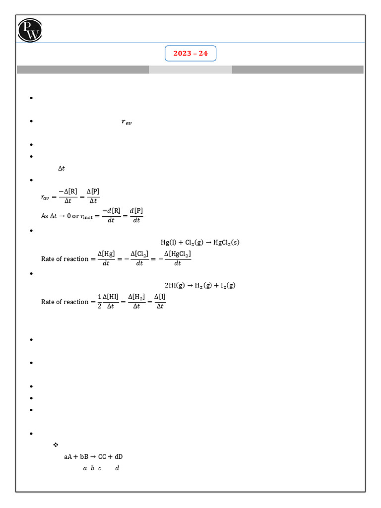 Chemical Kinetics - Short Notes - Lakshya KCET 2025 | PDF | Reaction ...