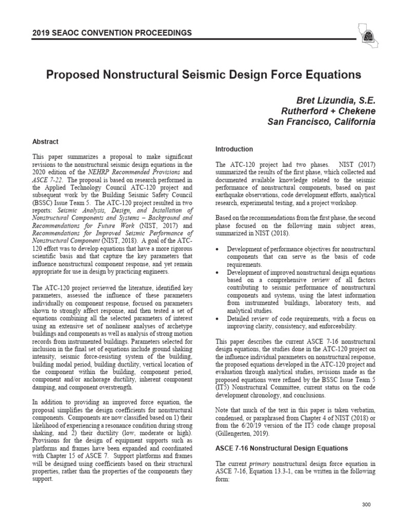 SEAOC_2019_Nonstruct_Seis_De | PDF