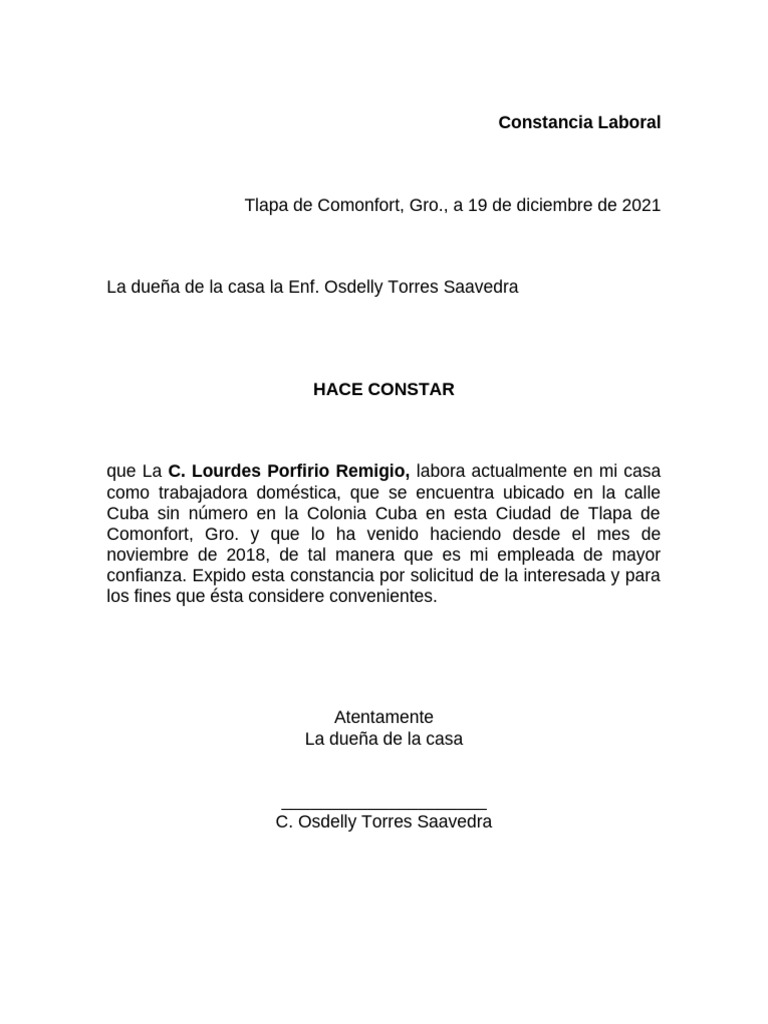 Constancia Laboral | PDF