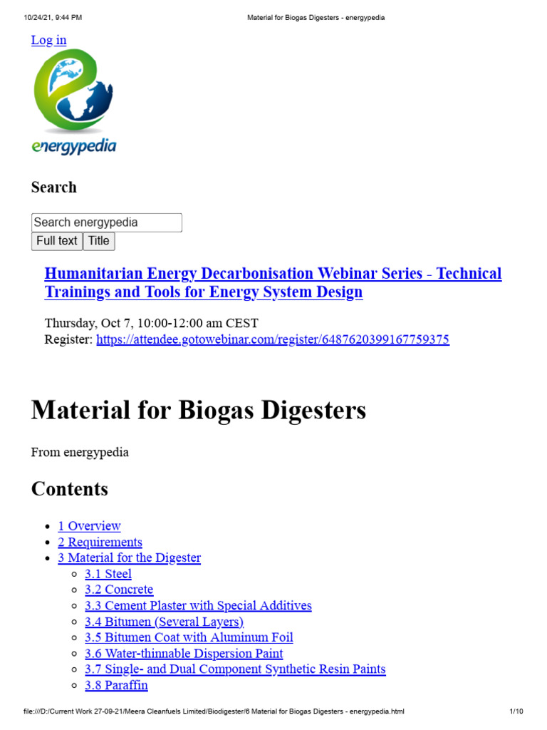 6 Material For Biogas Digesters - Energypedia | PDF | Anaerobic ...