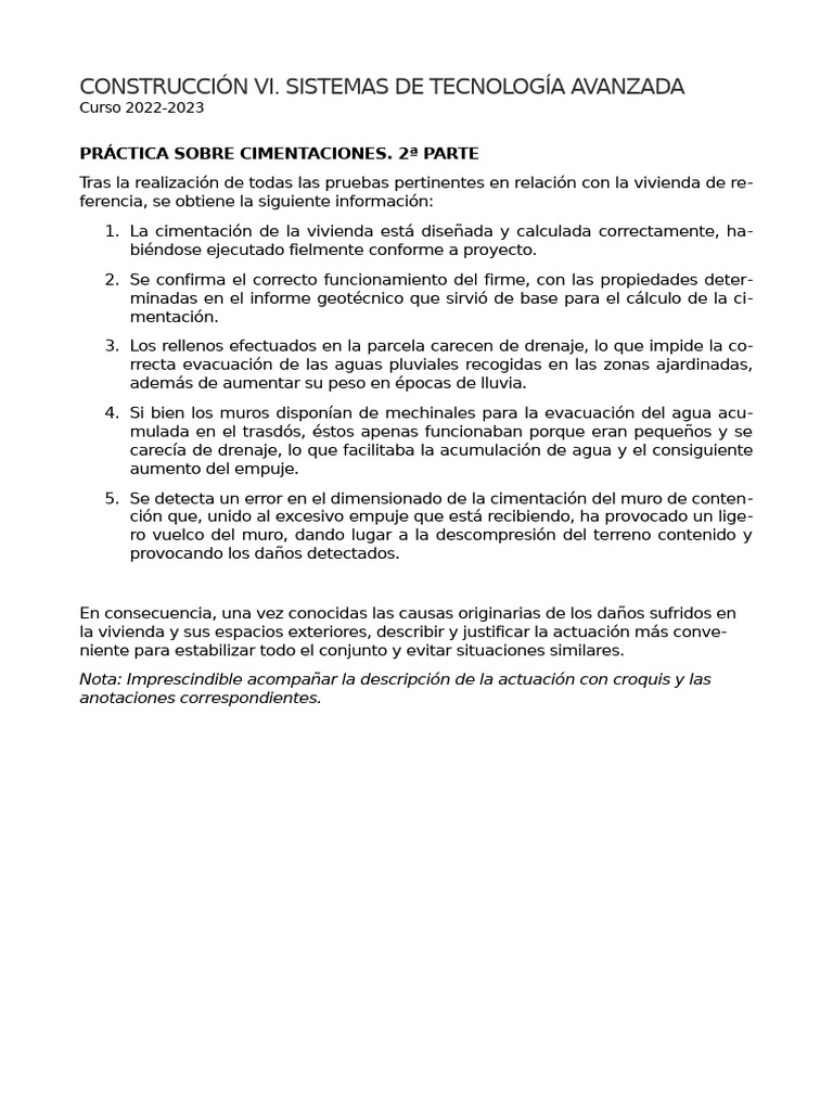 Enunciado Práctica Cimentaciones - 2 Parte | PDF