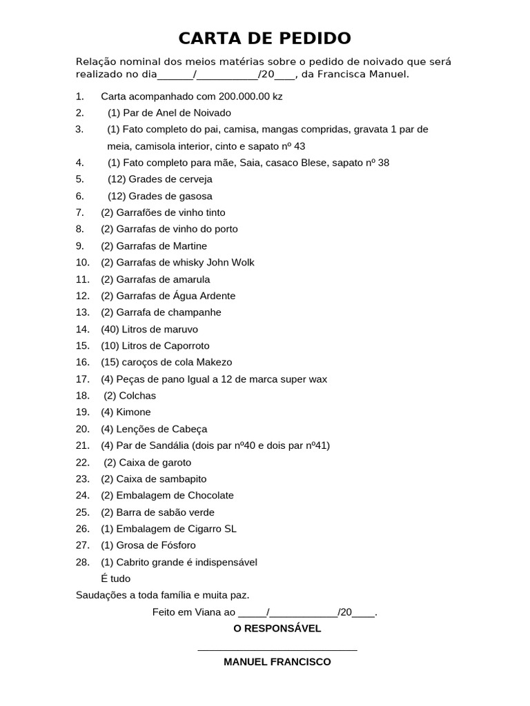 CARTA DE PEDIDO | PDF