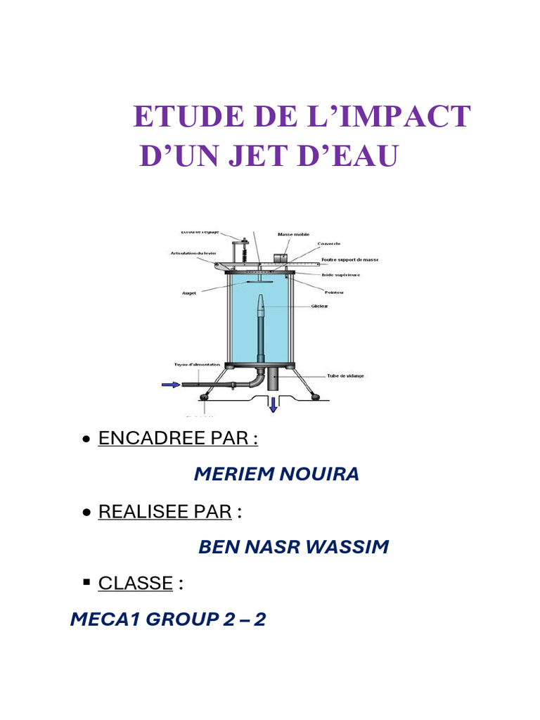 Impact d'un jet d'eau sur obstacles | PDF | Masse | Dynamique des fluides