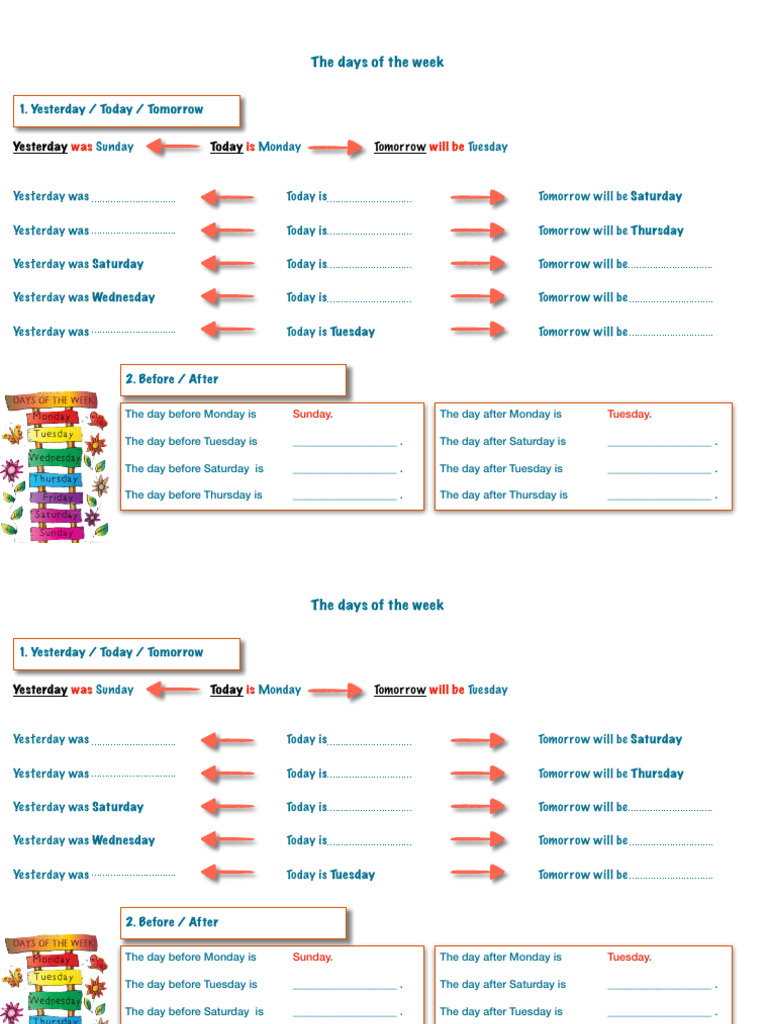 Days of the Week Basics | PDF