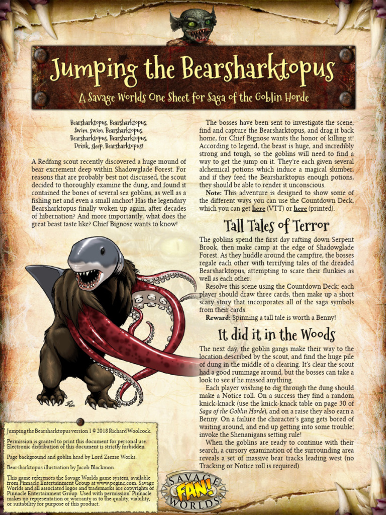 Savage Worlds - Saga of The Goblin Horde - One Sheet - Jumping The ...