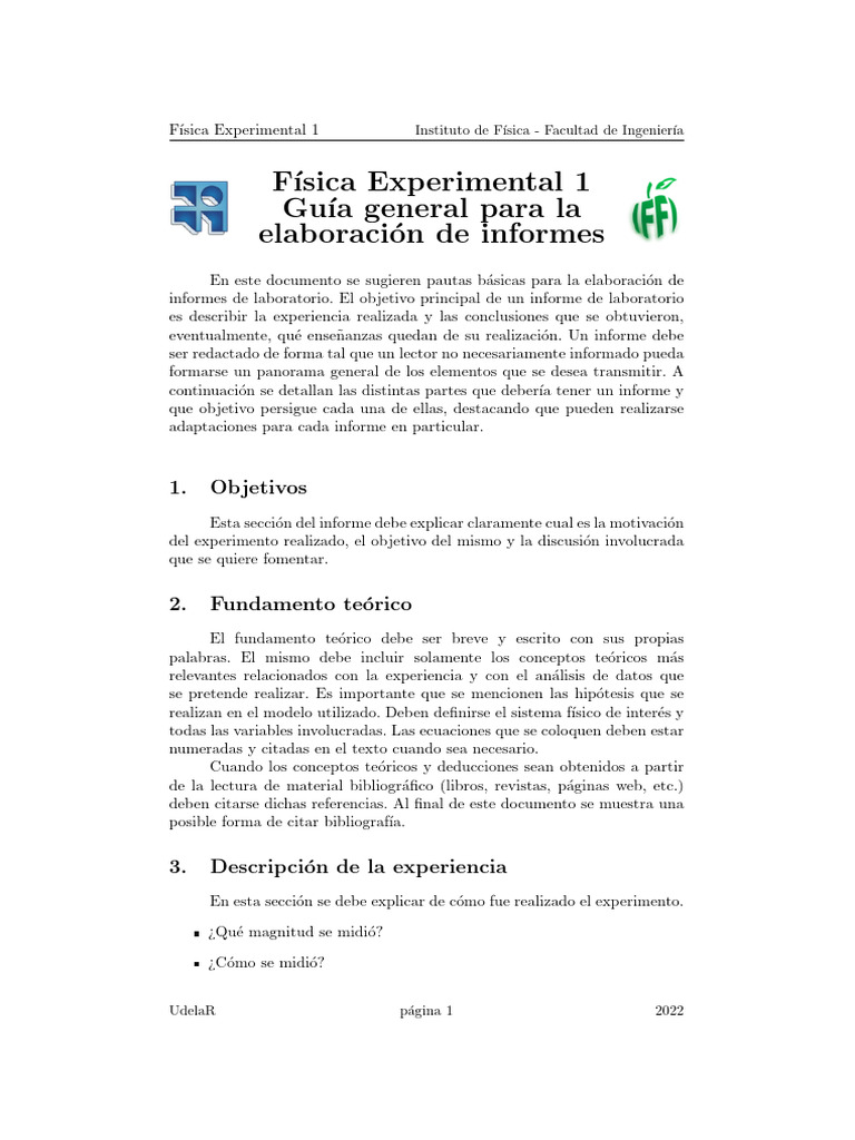 Guia Elaboración de Informes | PDF | Experimentar | Teoría