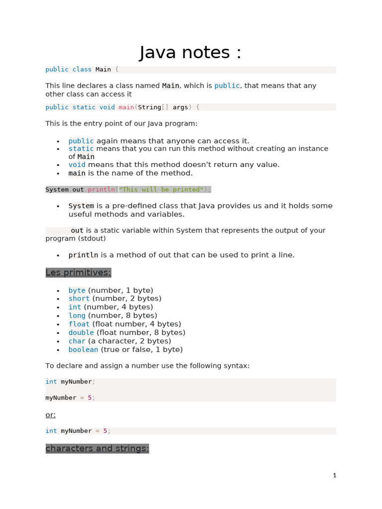 Java notes | PDF | Boolean Data Type | Software Engineering Java notes | PDF | Boolean Data Type | Software Engineering