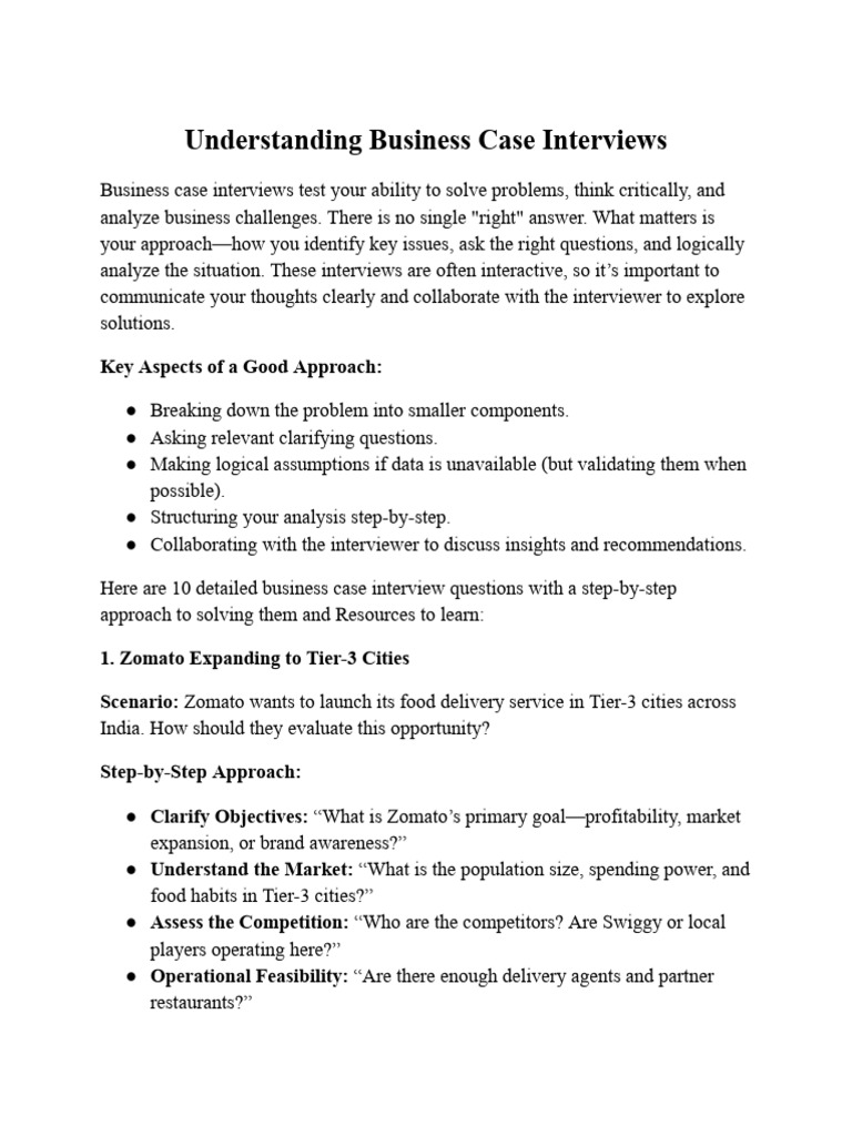 Understanding Business Case Interviews | PDF | Pricing | Critical Thinking