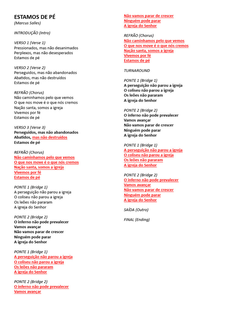 Estamos de Pé - Mapa Vocal | PDF