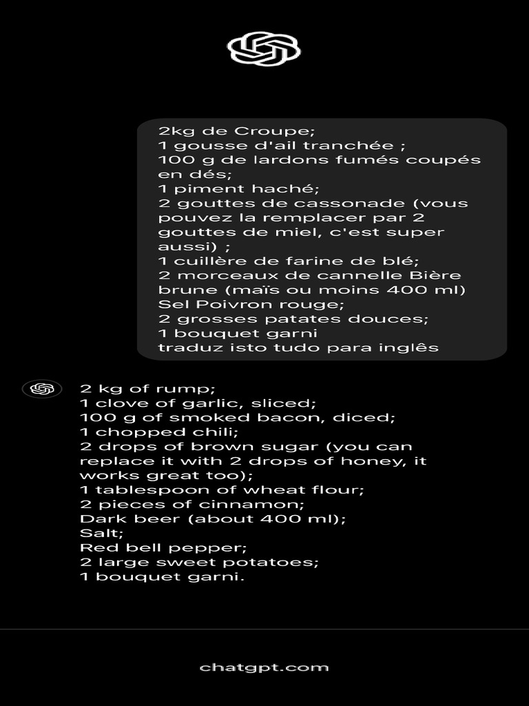 Recipe Translation Request | PDF