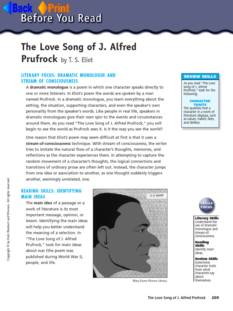 The Love Song of J. Alfred--Prufrock by T. S. Eliot | PDF