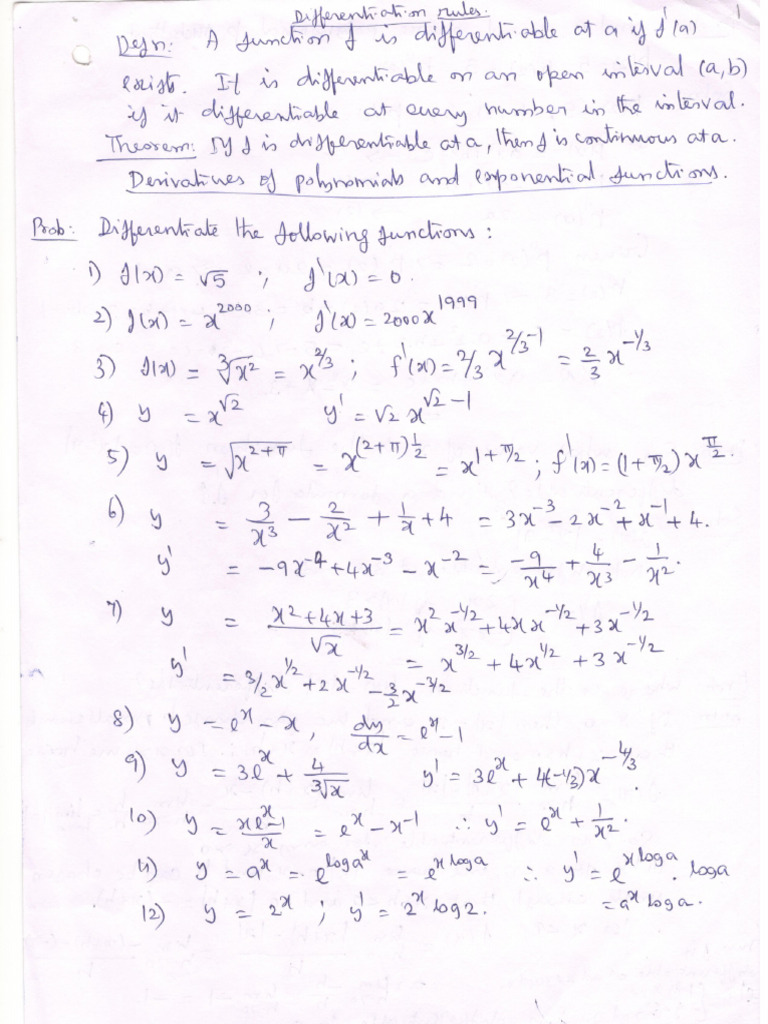 Differentiation rules - Part I | PDF