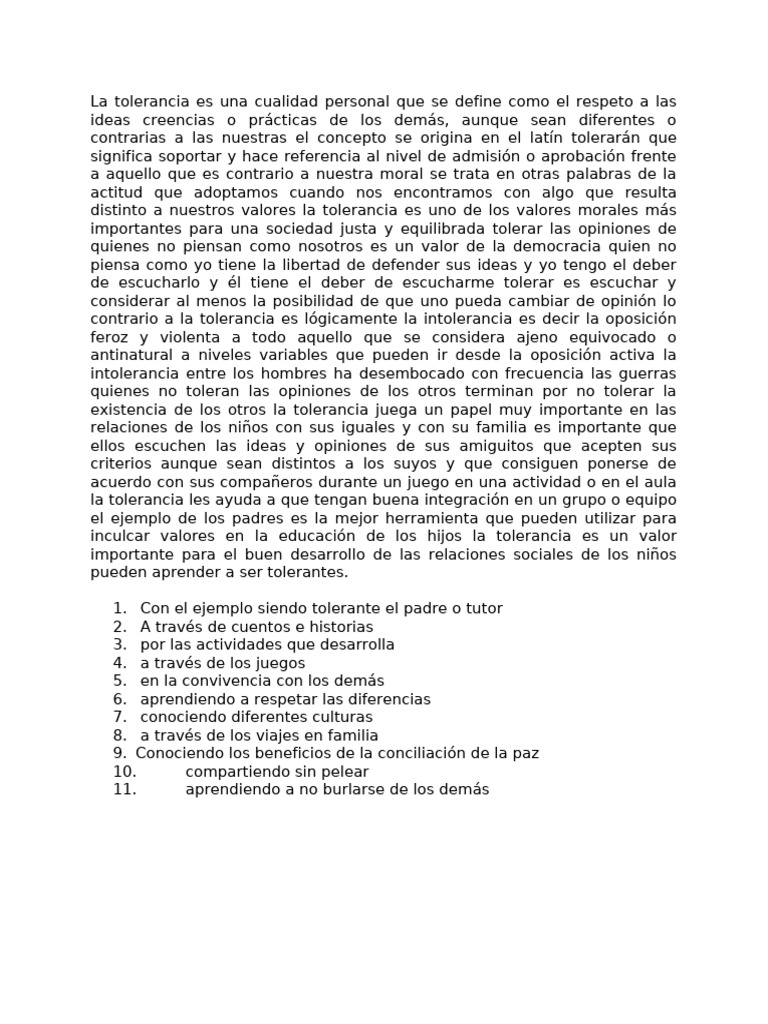 La Tolerancia | PDF