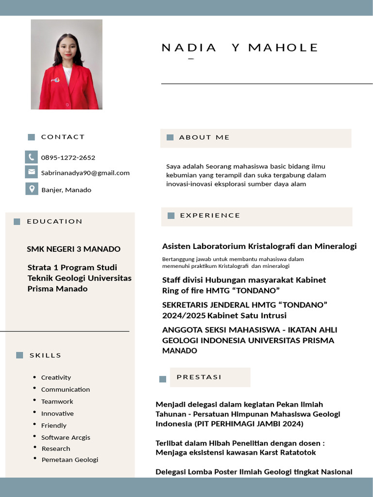 Curriculum Vitae (CV) Nadia Y Mahole | PDF