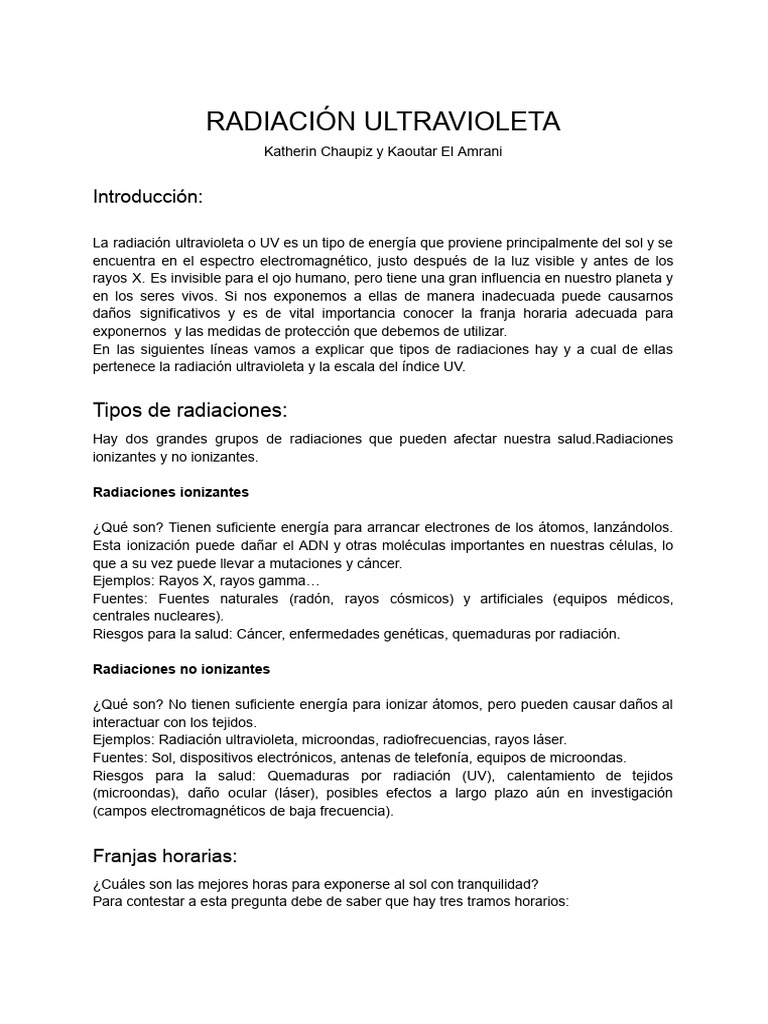Guía sobre Radiación Ultravioleta y Salud | PDF | Radiación | Ultravioleta