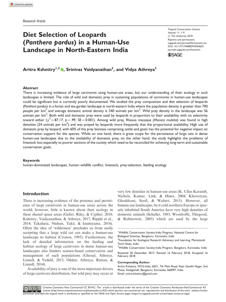 Diet Selection of Leopards Panthera Pard | PDF | Leopard | Tiger