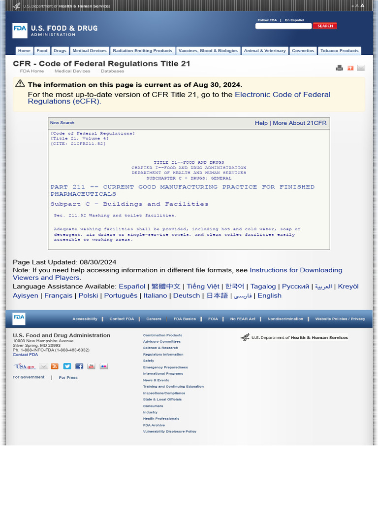 CFR - Code of Federal Regulations Title 21 | PDF | Food And Drug ...