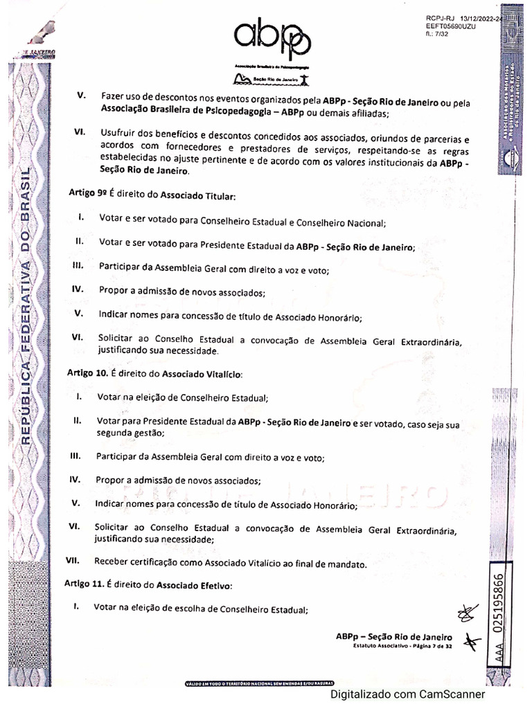 Estatuto ABPp RJ 2022 - 642c635c7078e0 - 73835644 | PDF