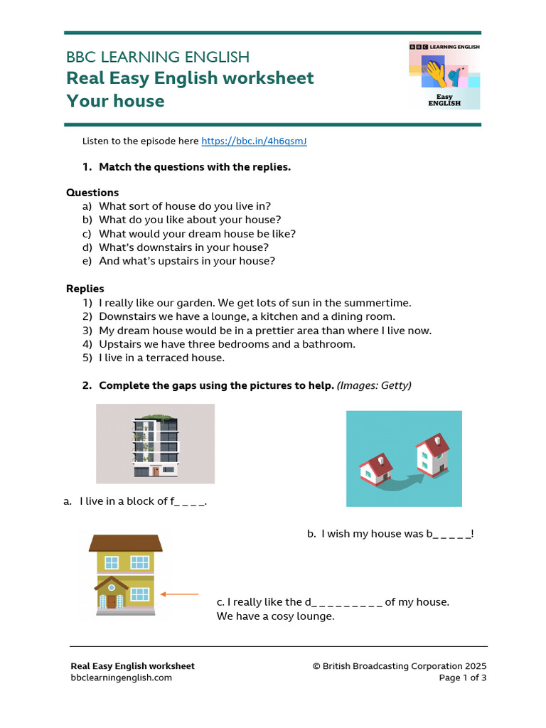 RealEasyEnglish Your House Worksheet | PDF