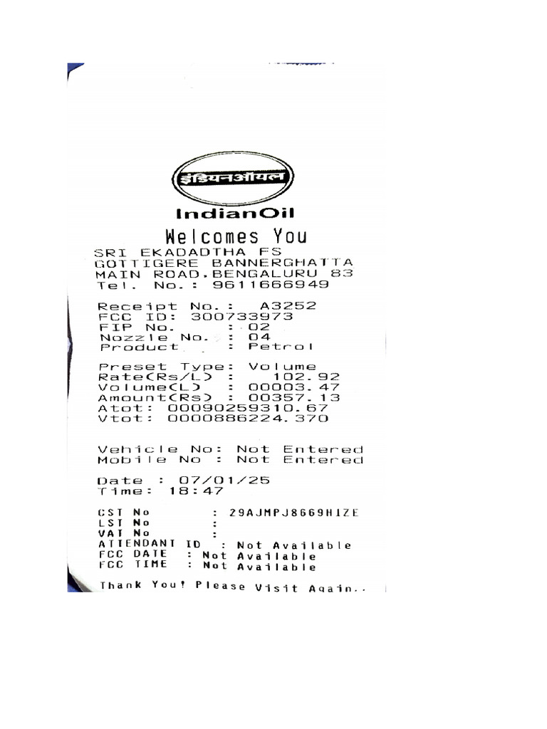 Petrol Receipts - 2024 - 25 | PDF
