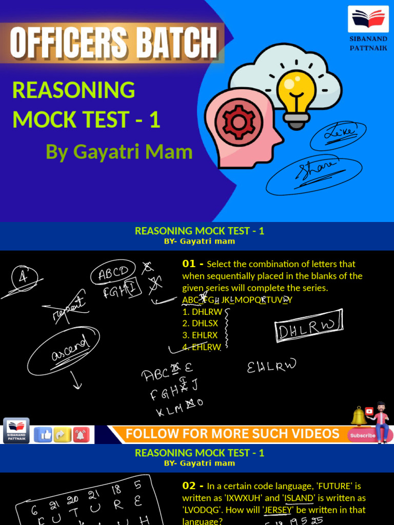 Reasoning Mock Test 1 by Gayatri Mam | PDF | Linguistics