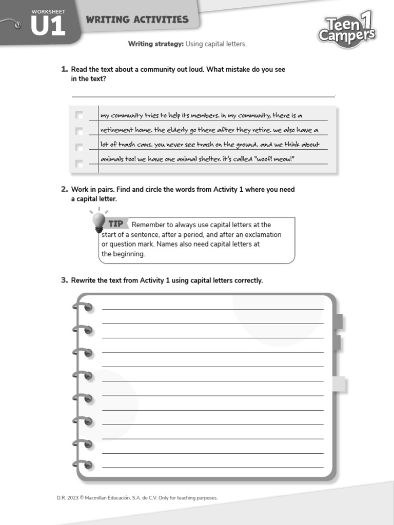 TC1E-Level-1-Worksheet-Writing-U1 | PDF