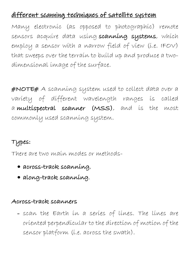 Satellite Scanning Techniques Explained | PDF | Field Of View | Optical ...