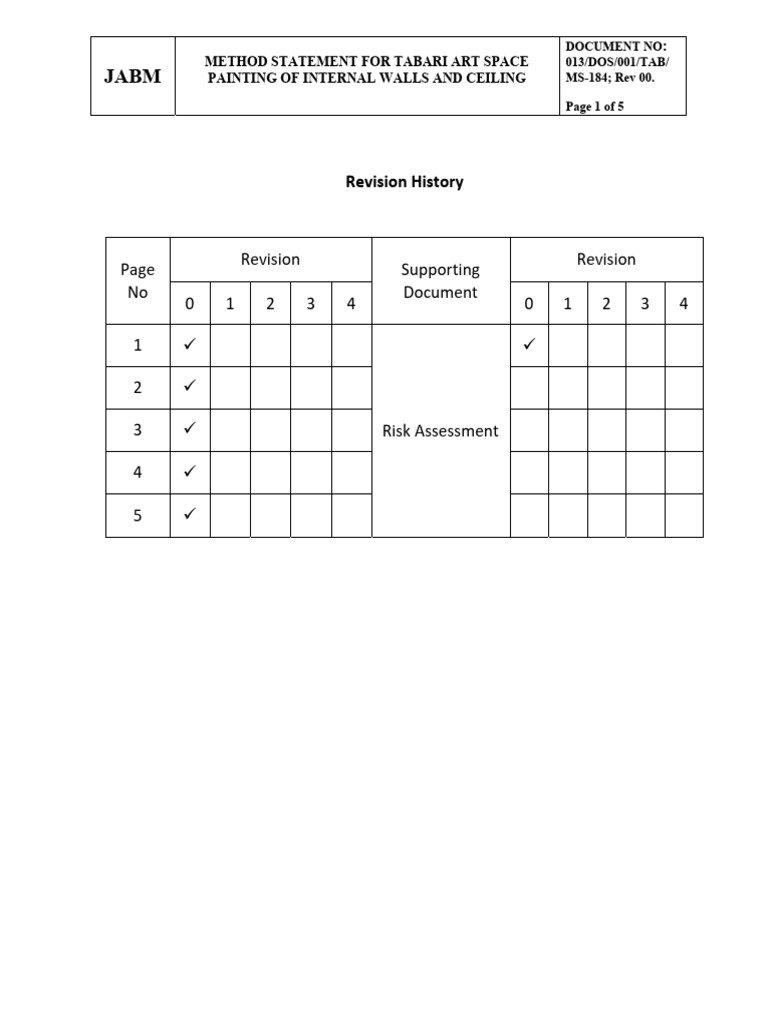 Tabari Art Space Painting Method Statement | PDF | Scaffolding | Paintings