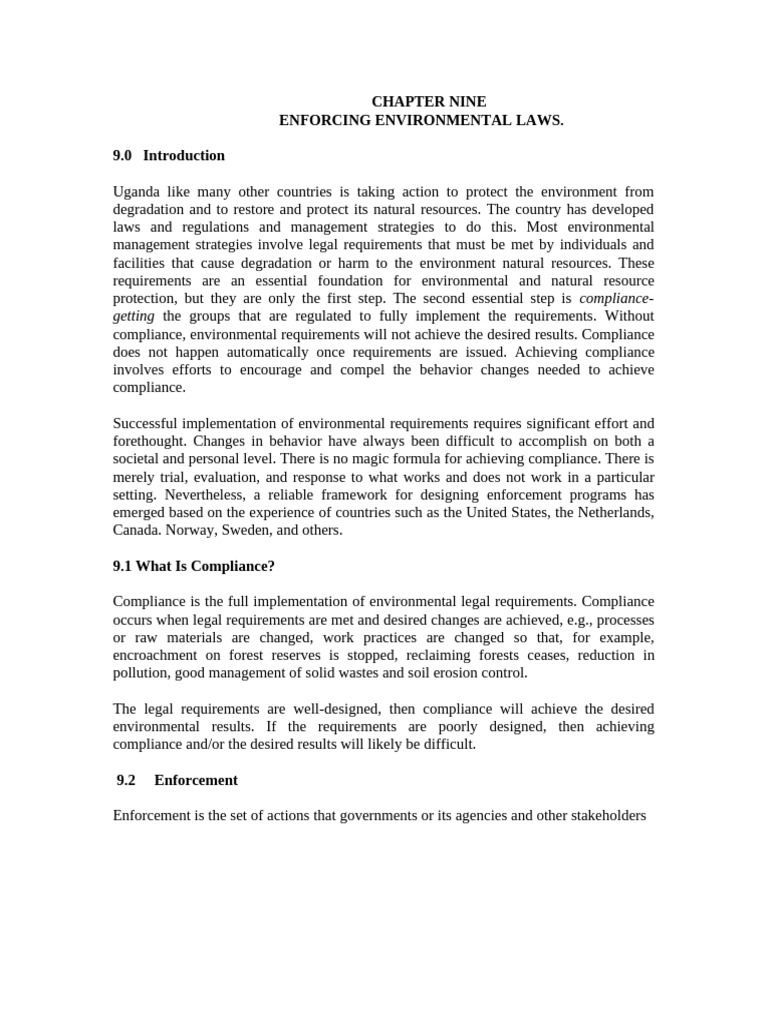 Uganda's Environmental Law Enforcement | PDF | Regulatory Compliance ...