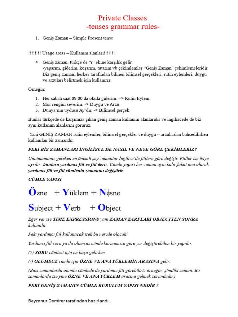 Tenses Grammar Rules | PDF