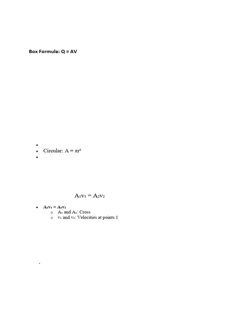 Handout For Box Formula | PDF | Fluid Dynamics | Chemical Engineering