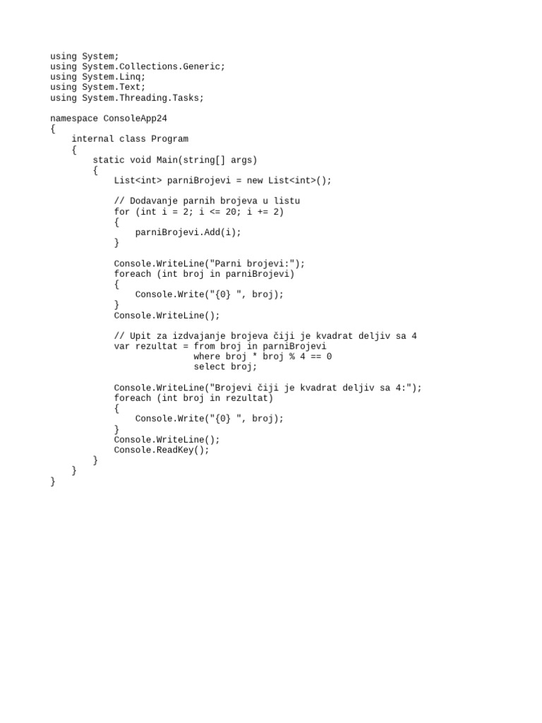 Lista Parnih Sa Syntax Query | PDF