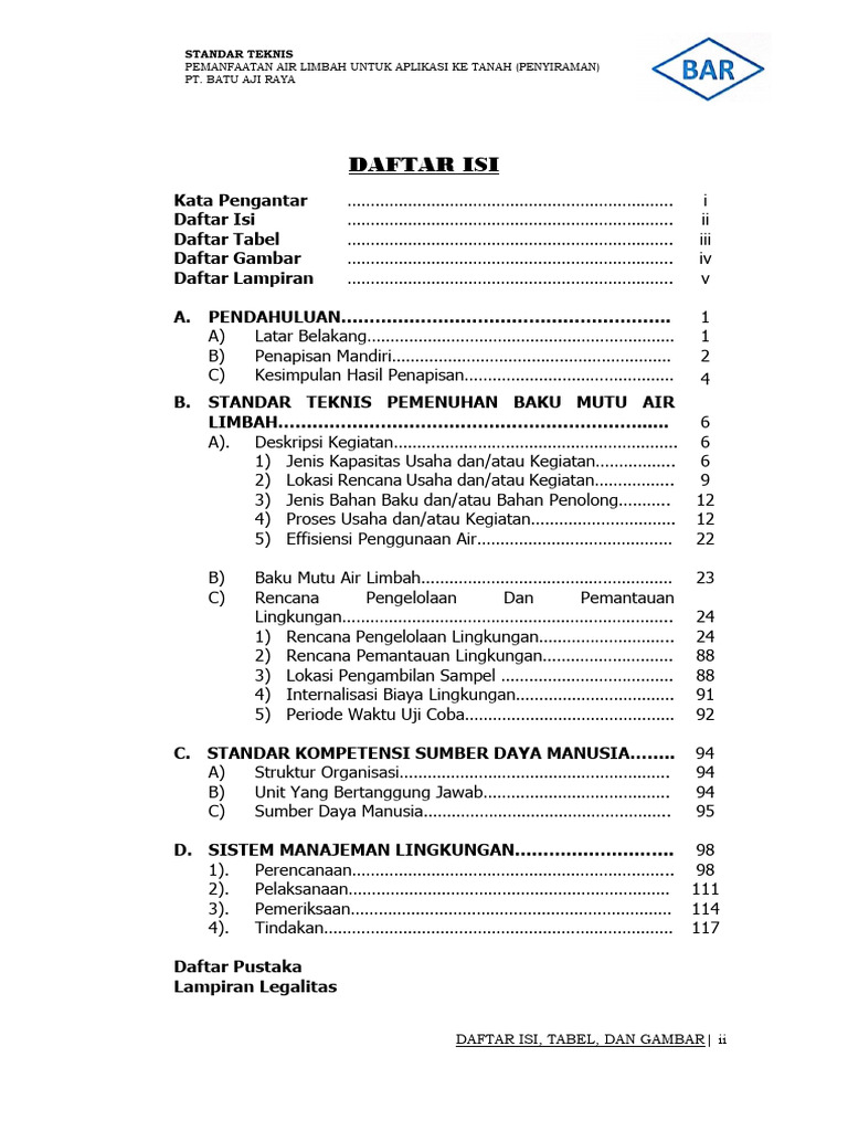 Daftar Isi Tabel Dan Gambar | PDF