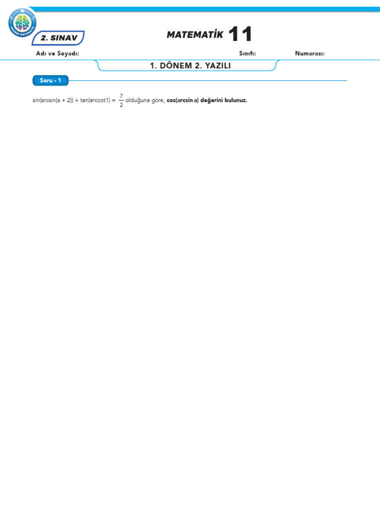 11.sinif Yazili 1.donem-2.yazili | PDF