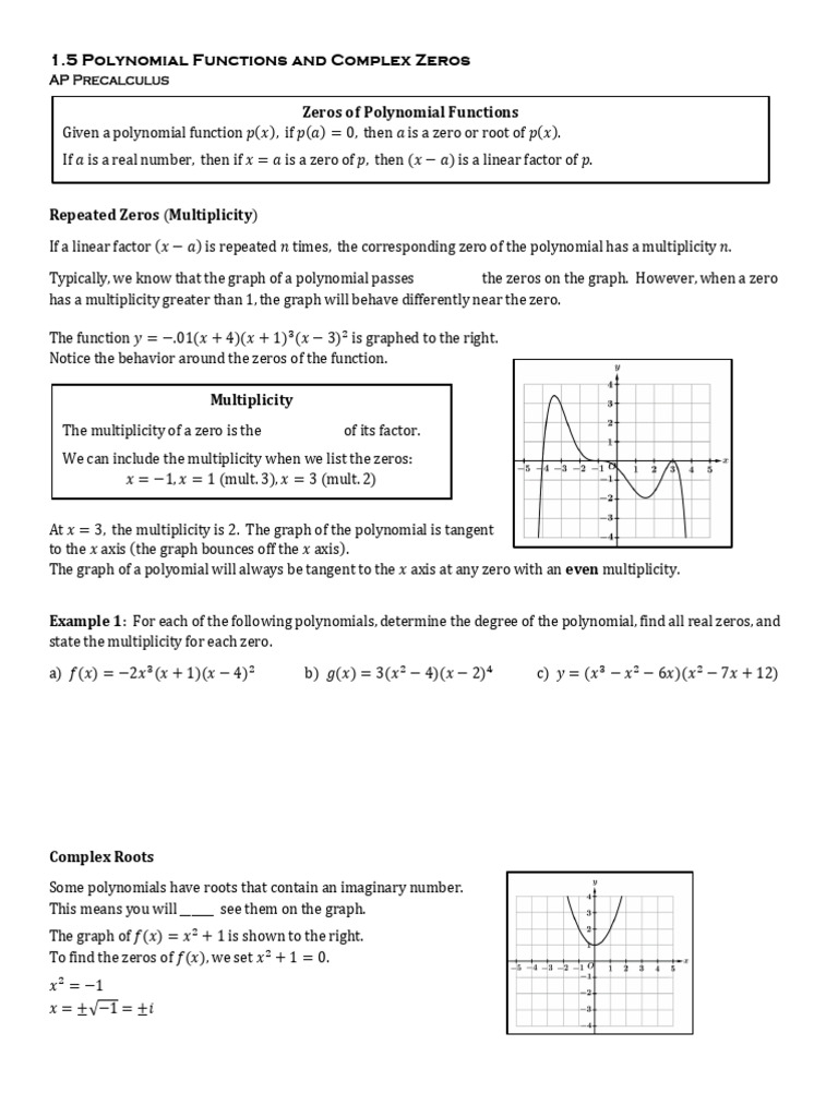 1.5N Complex Zeros, Graph, Even Odd | PDF | Zero Of A Function | Polynomial