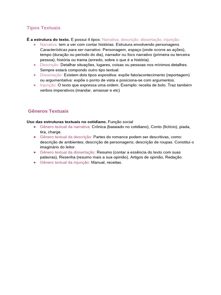 Tipos Textuais - Gênero Textual | PDF