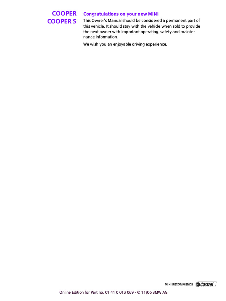 Manual de Usuario Mini Cooper (2007) (148 Páginas) | PDF