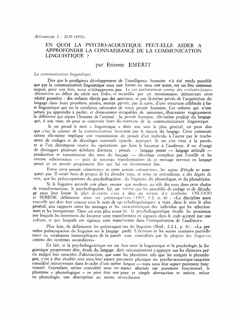 En Quoi La Psycho Acoustique Peut Elle Aider À Approfondir La Connaissance de La Communication ...